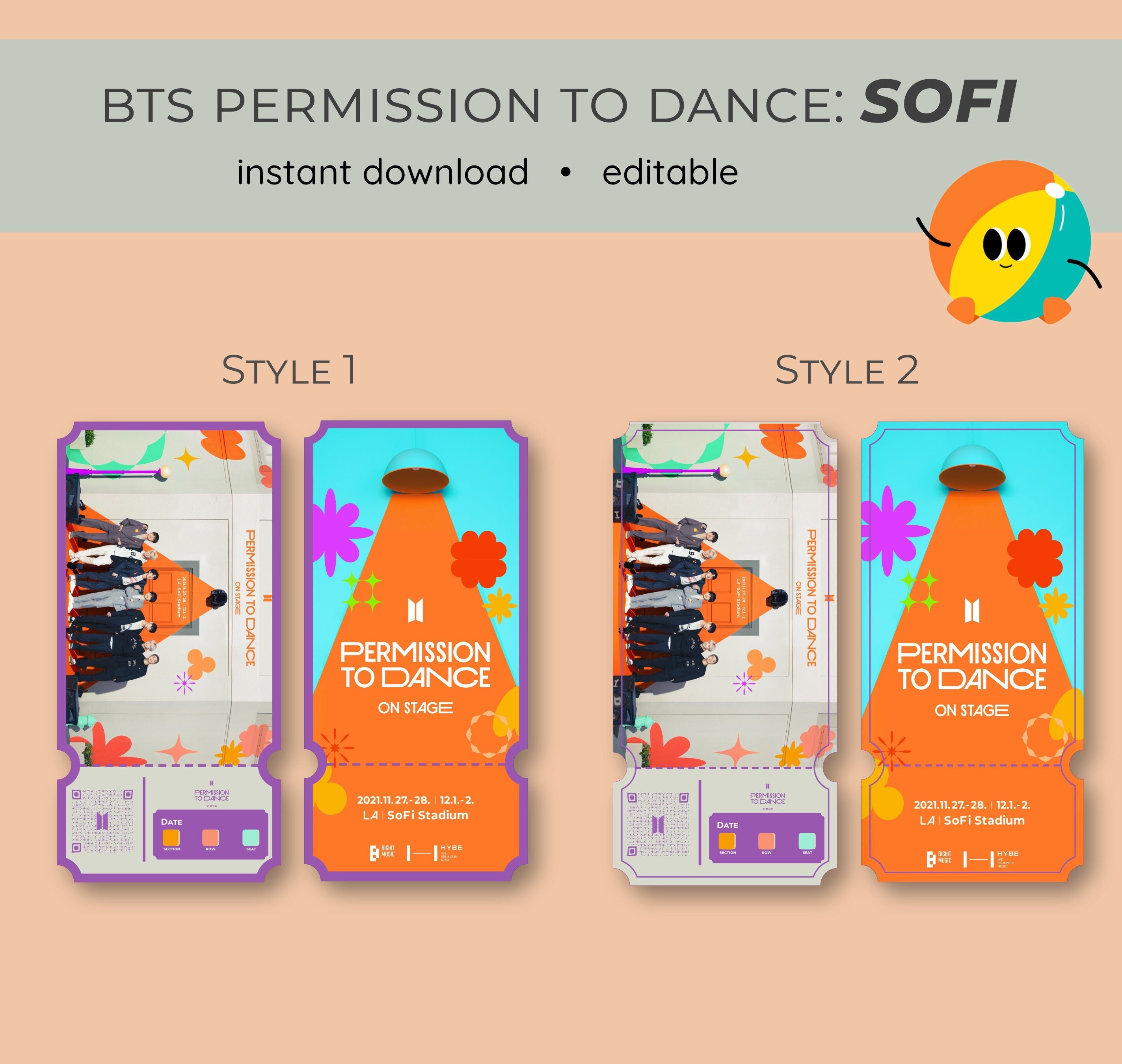 BTS PTD Permission to Dance Sofi Concert TICKET Instant - Etsy