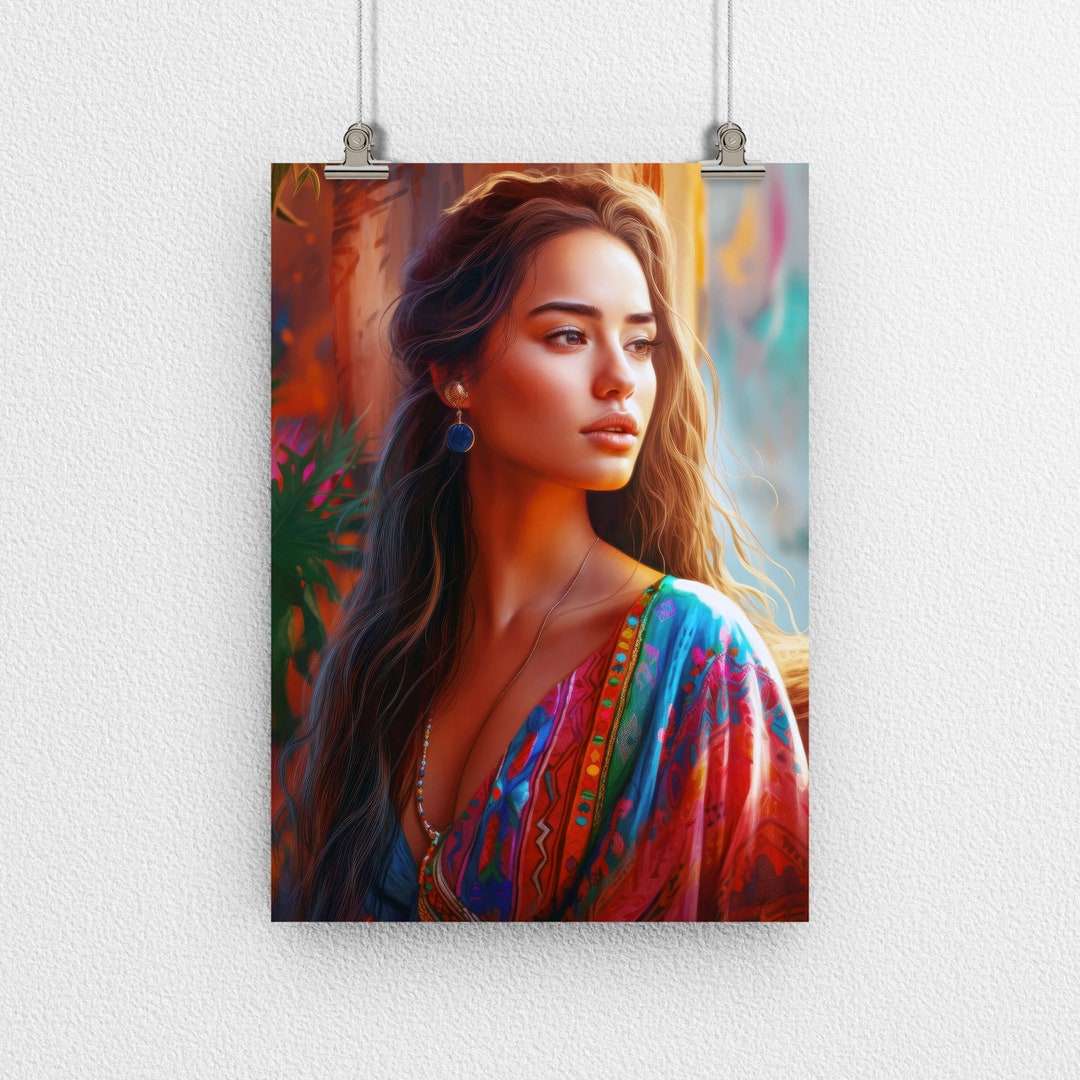 Latin Female Portrait Poster Print, Feminine, Latina, Latino, Chica ...