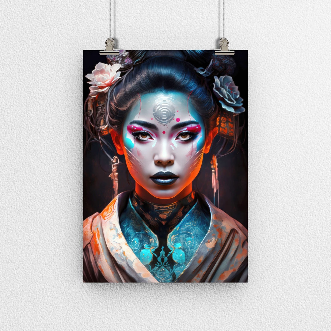 Japanese Geisha Portrait Poster Print Female Empress Etsy