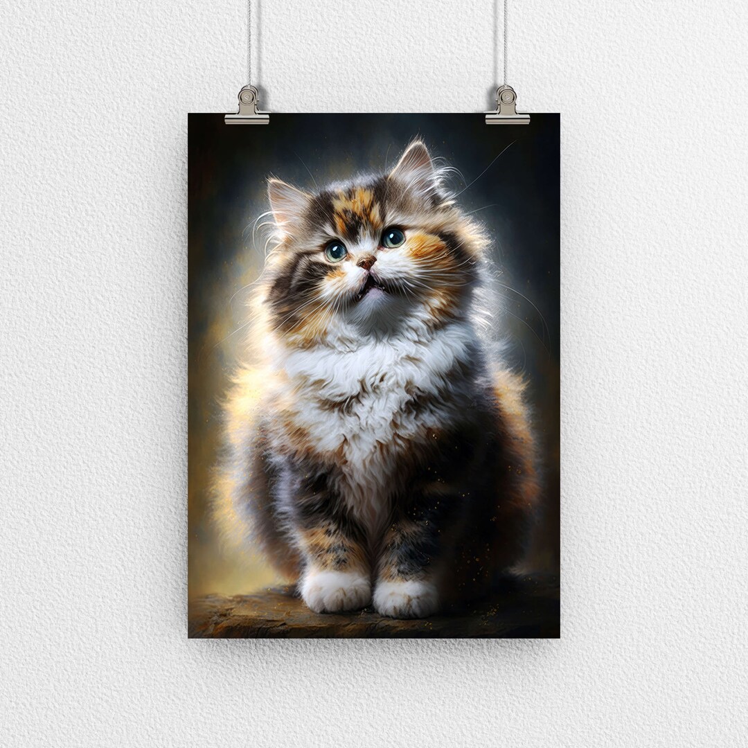 Cuddly Cute Cat Kitten Poster Print, Fluffy Furry, Sweet Feline Friend ...