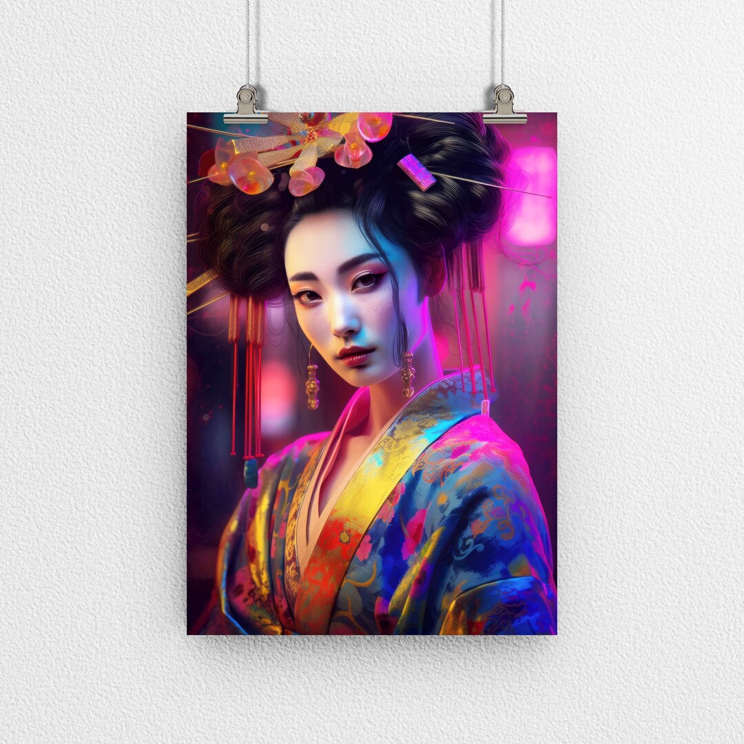 Japanese Woman Portrait Poster Print, Geisha, Empress, Female, Digital ...