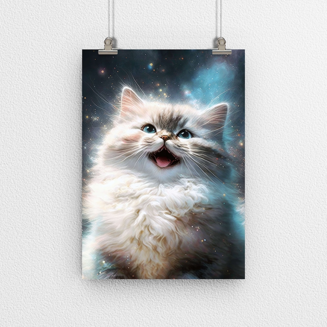 Sweet Cute Cat Kitten Poster Print, Fluffy Furry, Cuddly Feline Friend ...