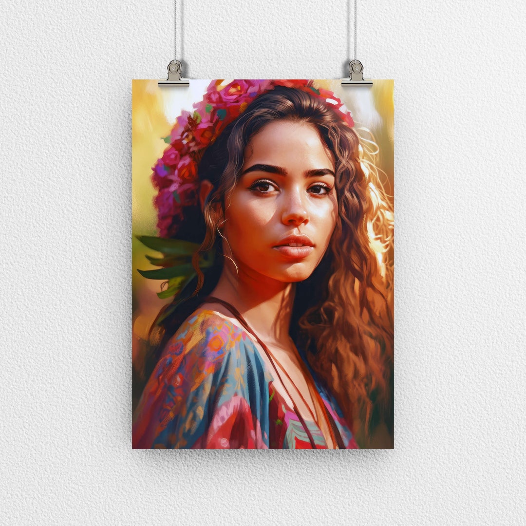 Latin Female Portrait Poster Print, Feminine, Latina, Latino, Chica ...