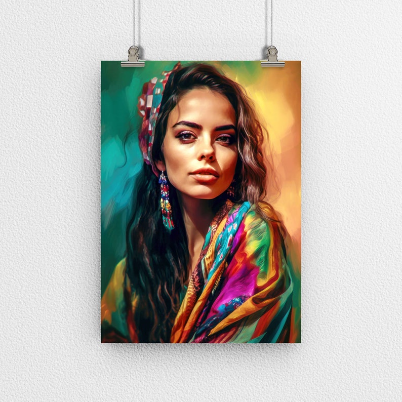 Latin Female Portrait Poster Print, Feminine, Latina, Latino, Chica ...