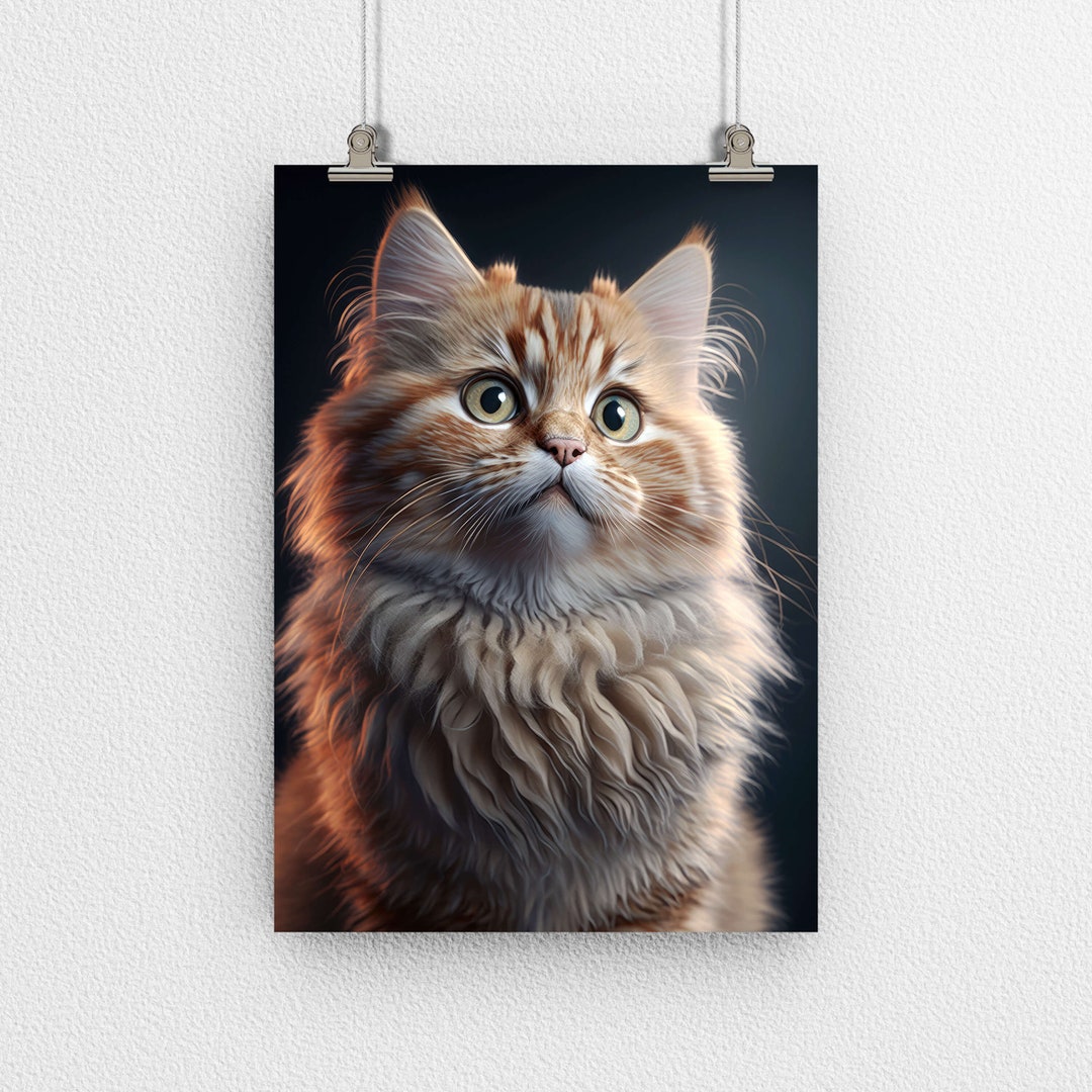Adorable Cute Cat Kitten Poster Print, Fluffy Furry, Cuddly Feline ...
