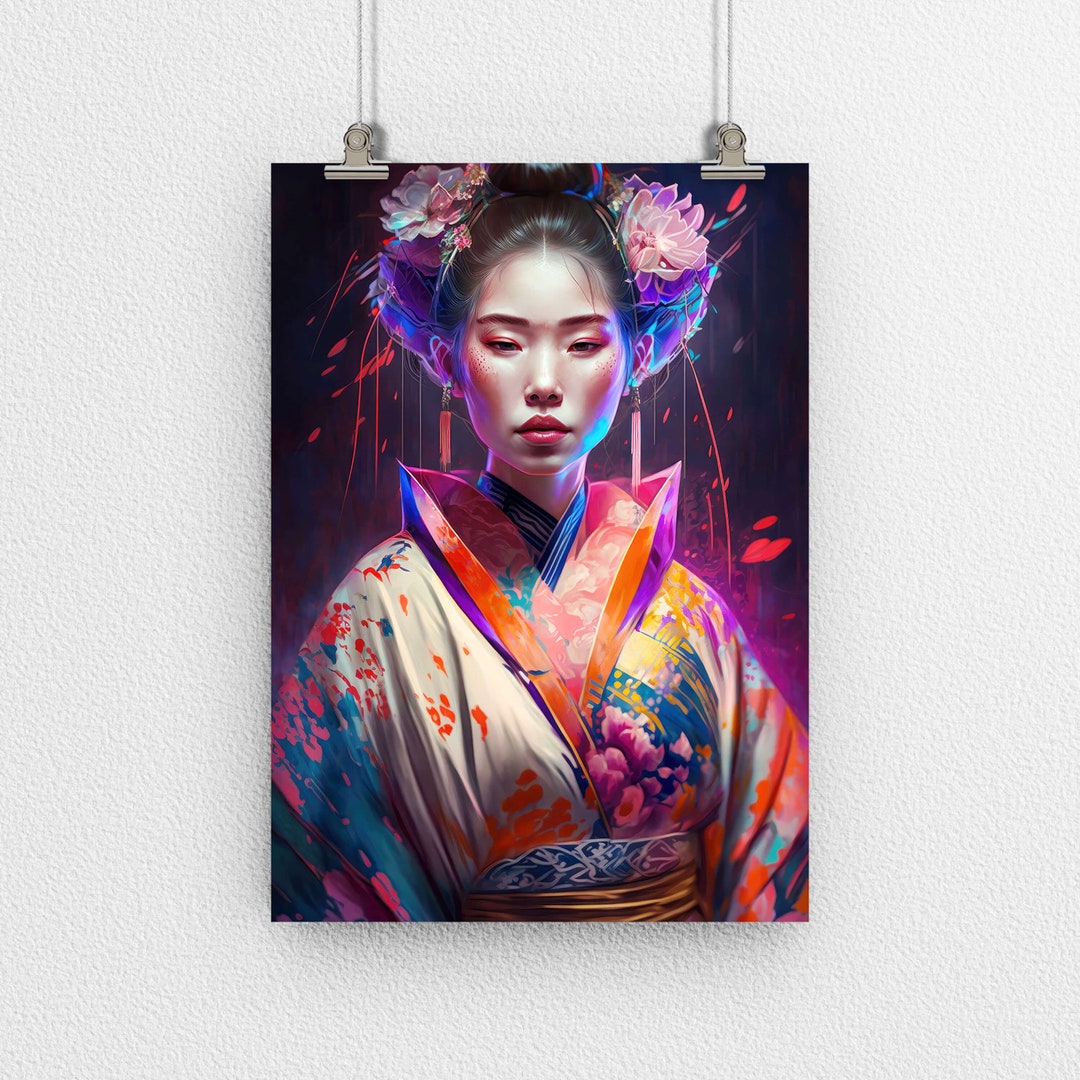 Japanese Woman Portrait Poster Print, Geisha, Empress, Female, Digital ...
