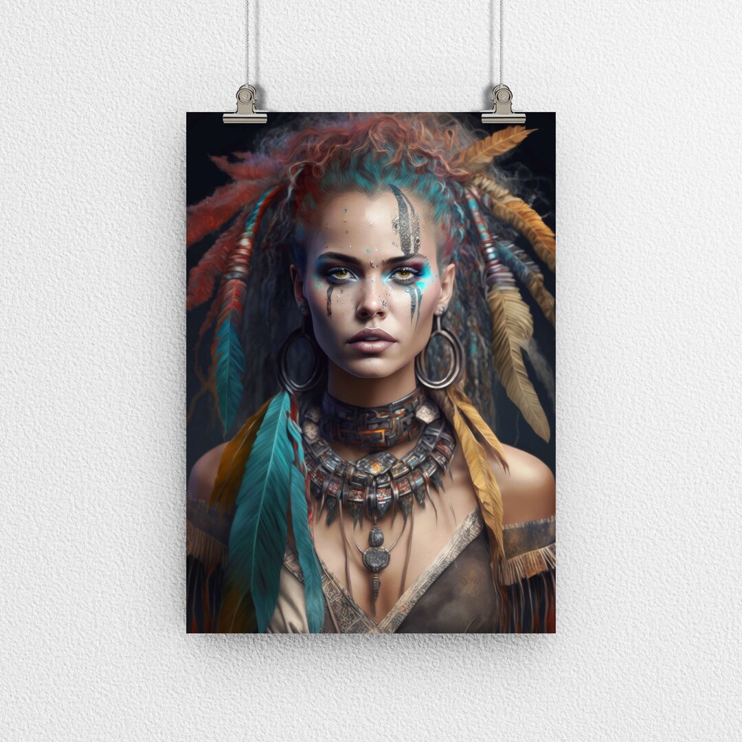 Tribal Woman Portrait Poster Print, Mystical, Spiritual, Boho, Digital ...