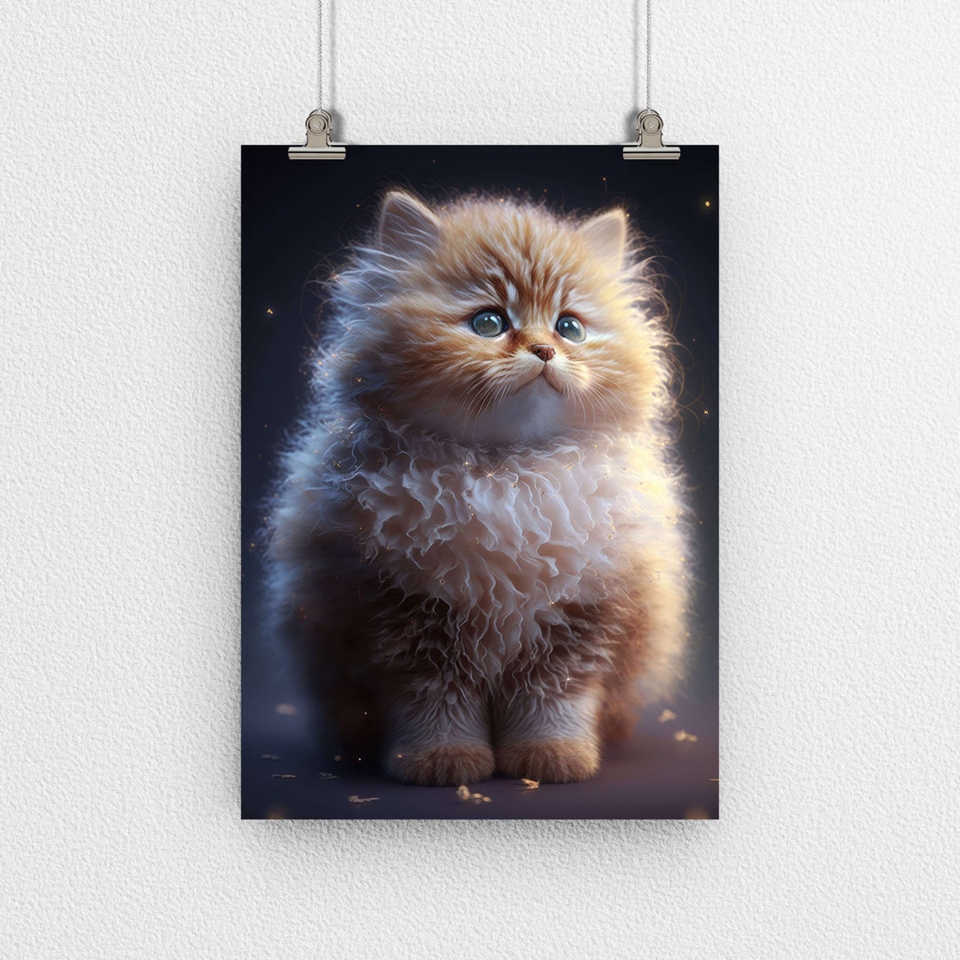 Adorable Cute Cat Kitten Poster Print, Fluffy Furry, Cuddly Feline ...