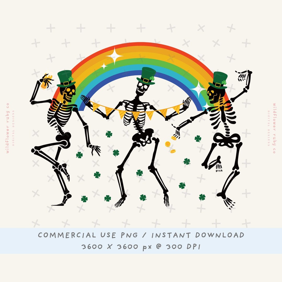 St Patricks Day Skeleton Png, Dancing Skeletons Png, Funny St Patricks ...