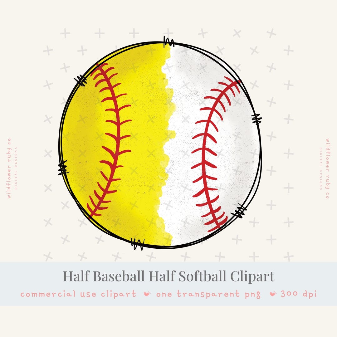 Half Baseball Half Softball Png, Baseball Clipart, Softball Clipart ...