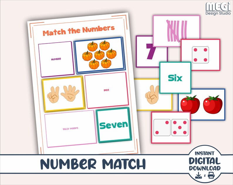 Number Match Preschool Activity Count and Match 1 to 10 - Etsy