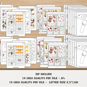 Educational Mushroom Numbers Flashcards and Worksheets Learn | Etsy
