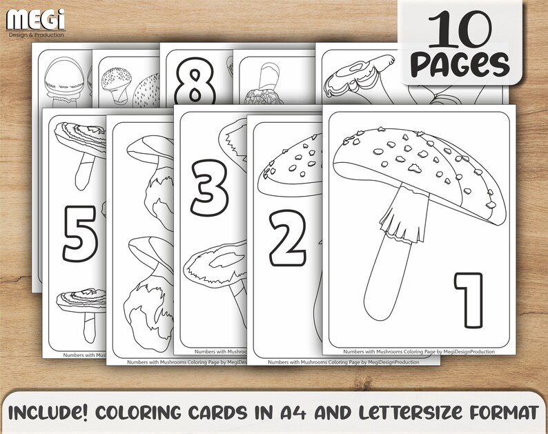 Educational Mushroom Numbers Flashcards and Worksheets Learn | Etsy