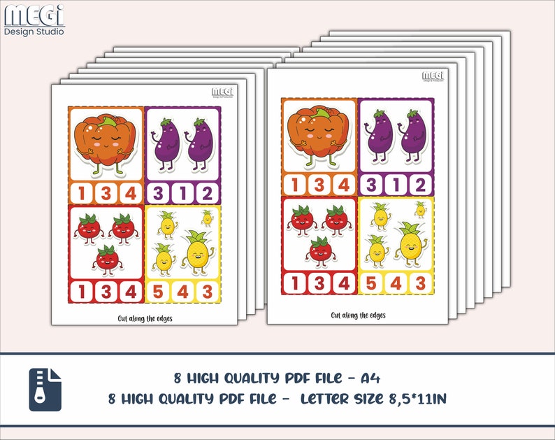 Count and Clip Fruit and Veggies 1 to 30 Printable Counting - Etsy