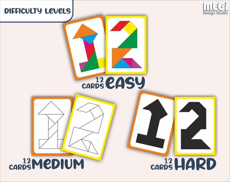 Tangram Numbers Puzzle Cards - 36 Cards & Free Tangram Pattern ...