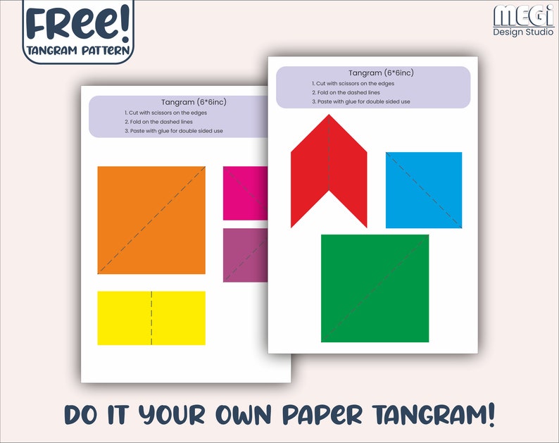 Tangram Big Set 200 Cards and Free Tangram Pattern Printable Montessori ...