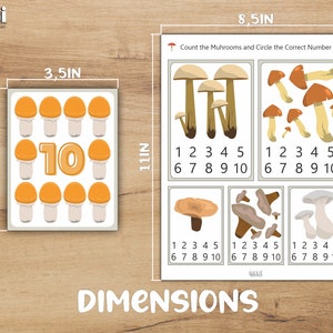 Educational Mushroom Numbers Flashcards and Worksheets Learn | Etsy