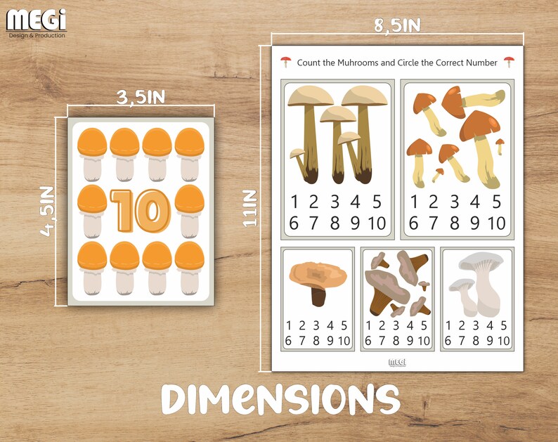Educational Mushroom Numbers Flashcards and Worksheets Learn | Etsy