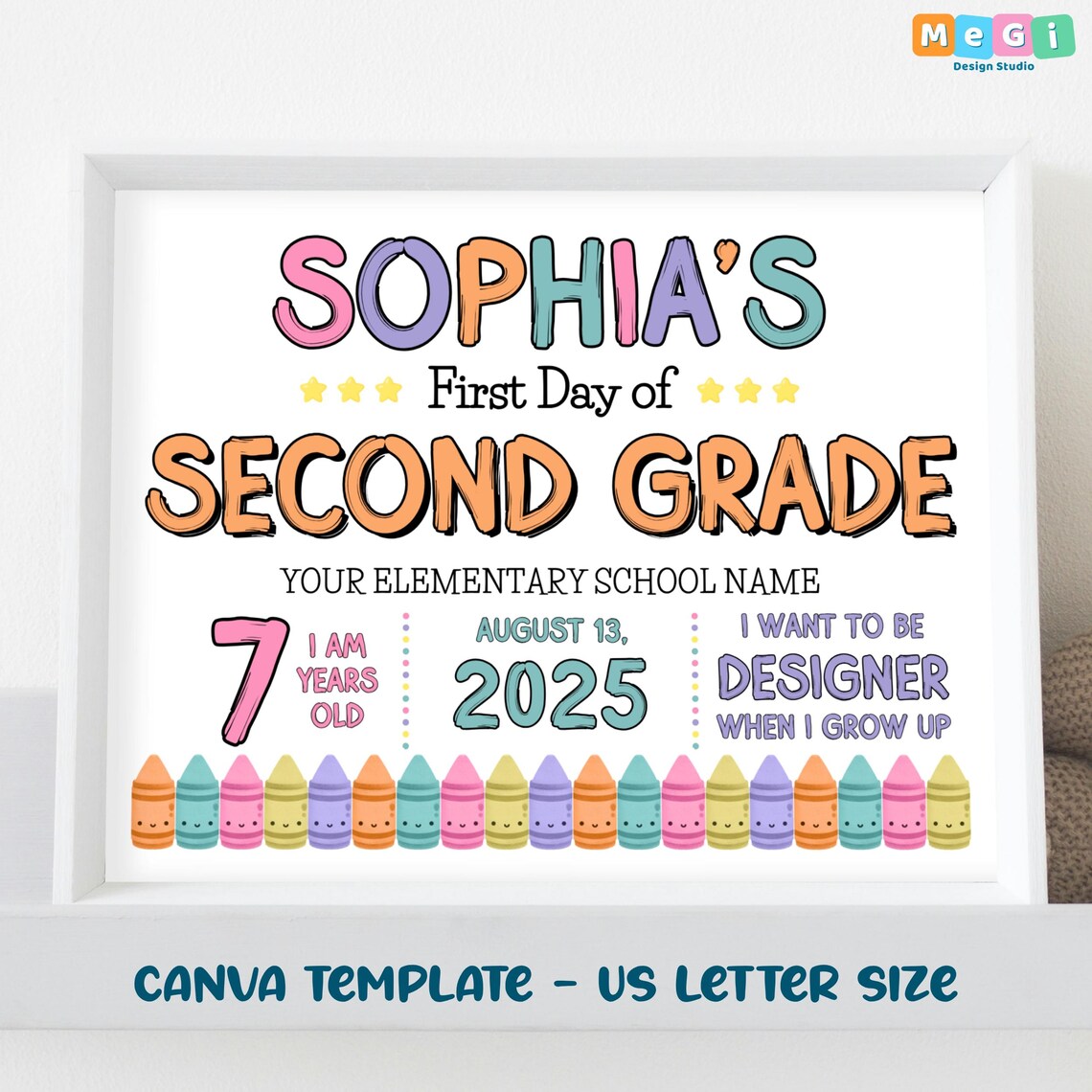 Editable Second Grade First Day of School Sign - Custom 2nd Grade ...