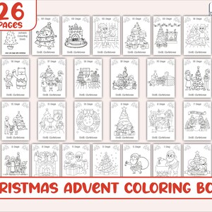 Printable Christmas Countdown Coloring Book 25 Pages for Kids Advent ...