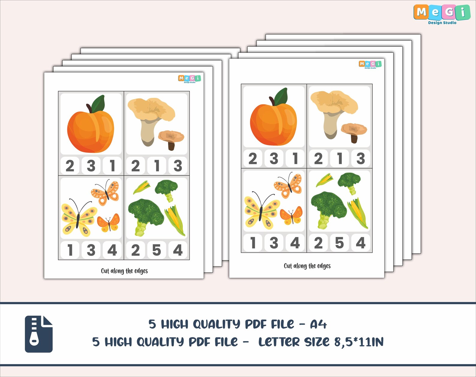 Count and Clip Cards, Printable Math Activity, Counting Flashcards ...