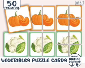 Vegetables Symmetry Puzzle Vegetables Match Game Preschool - Etsy