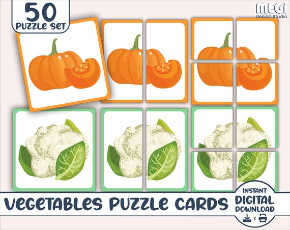 Vegetables Symmetry Puzzle Vegetables Match Game Preschool - Etsy