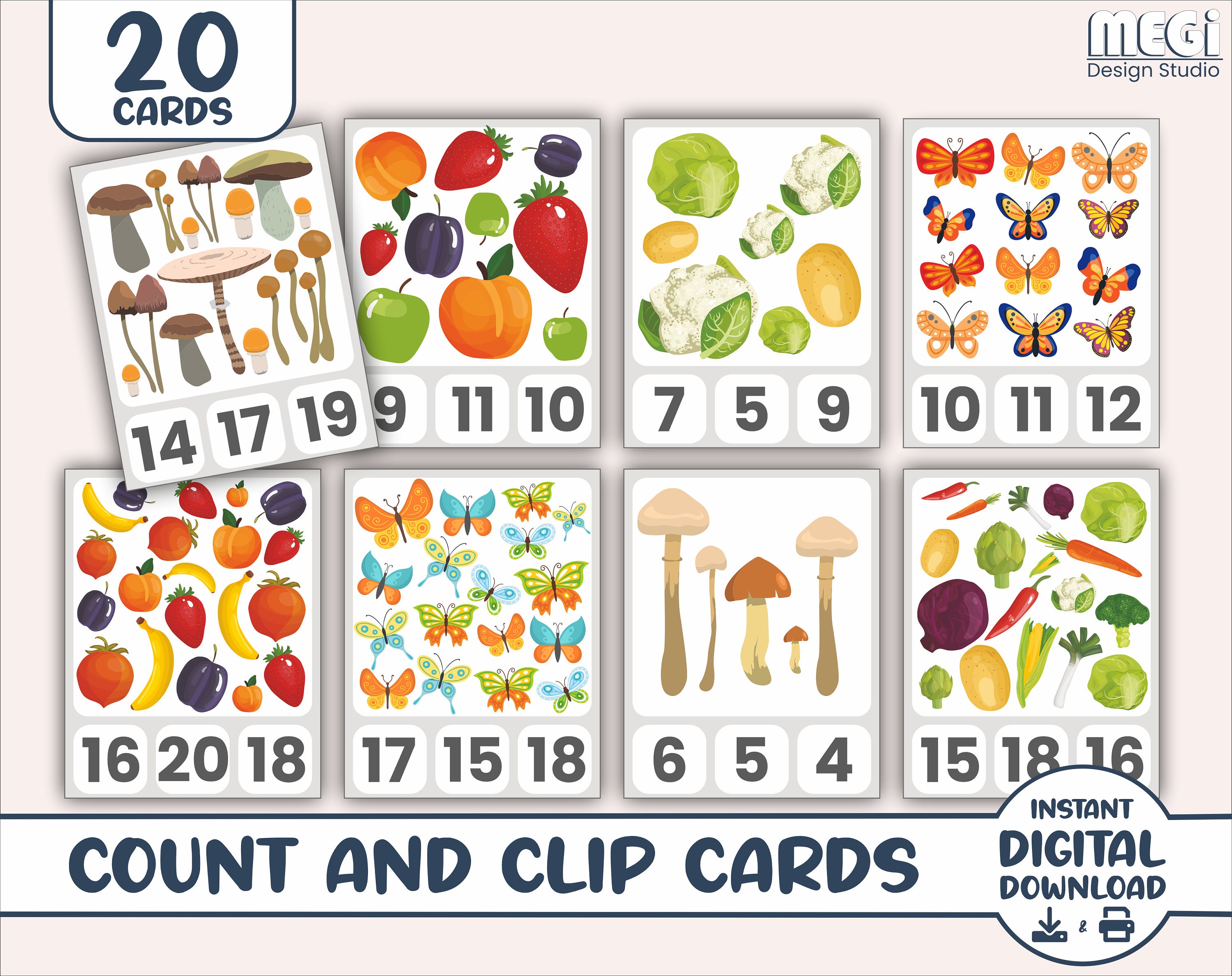 Tarjetas para contar y recortar 1 a 20 tarjetas para contar - Etsy México