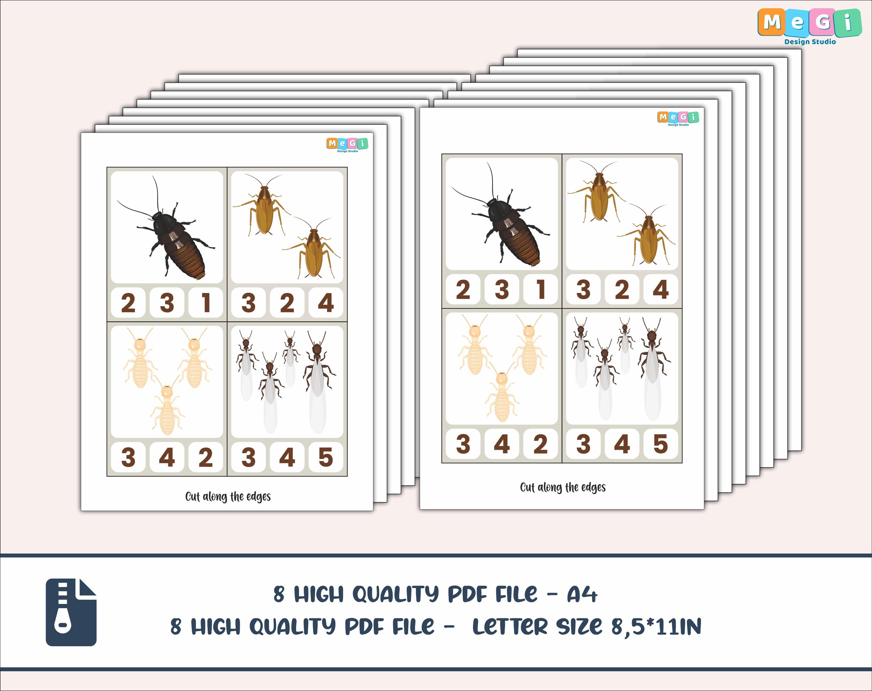 Insects Count and Clip Cards - 1 to 30 Printable Counting Cards ...