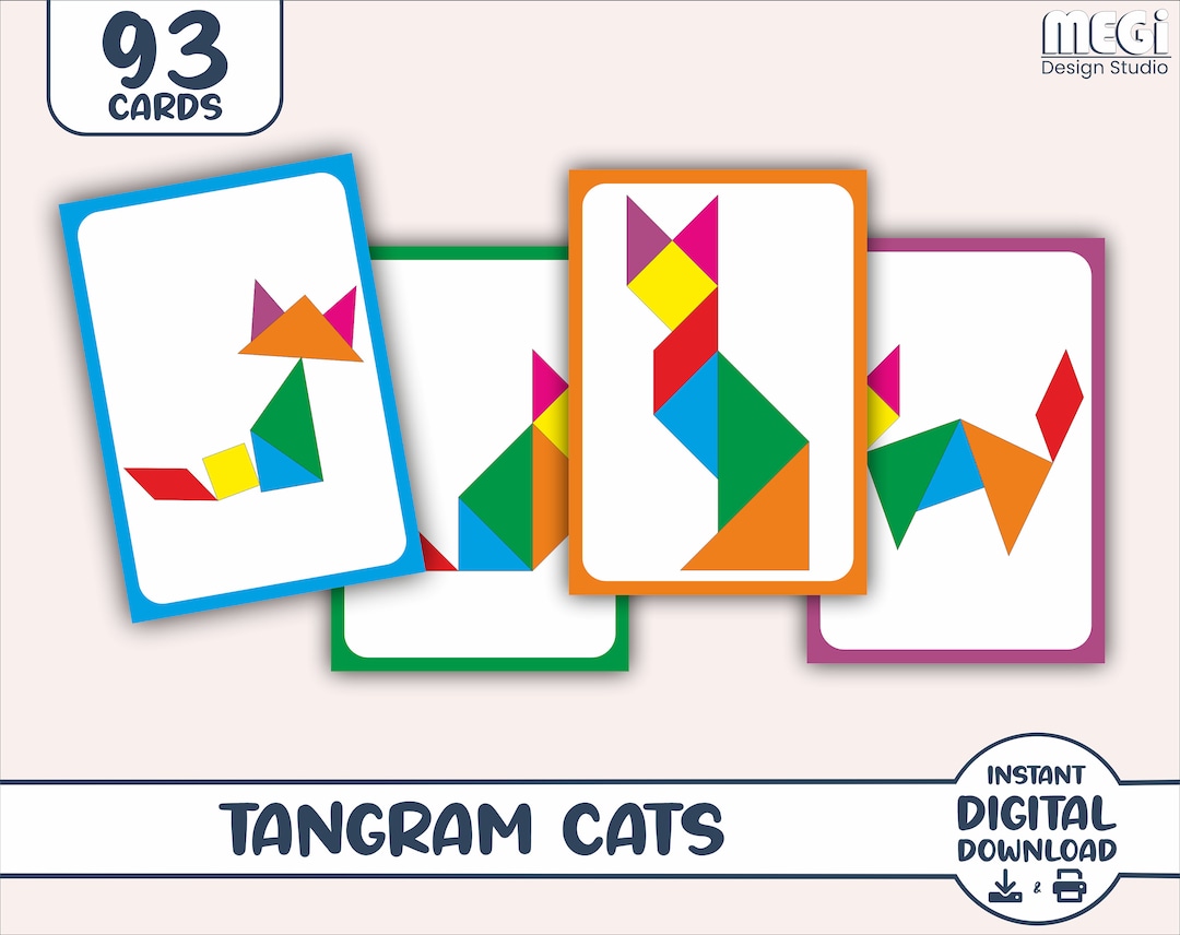 Tangram Set of Cats Puzzle Cards 90 Cards & Free Tangram - Etsy UK