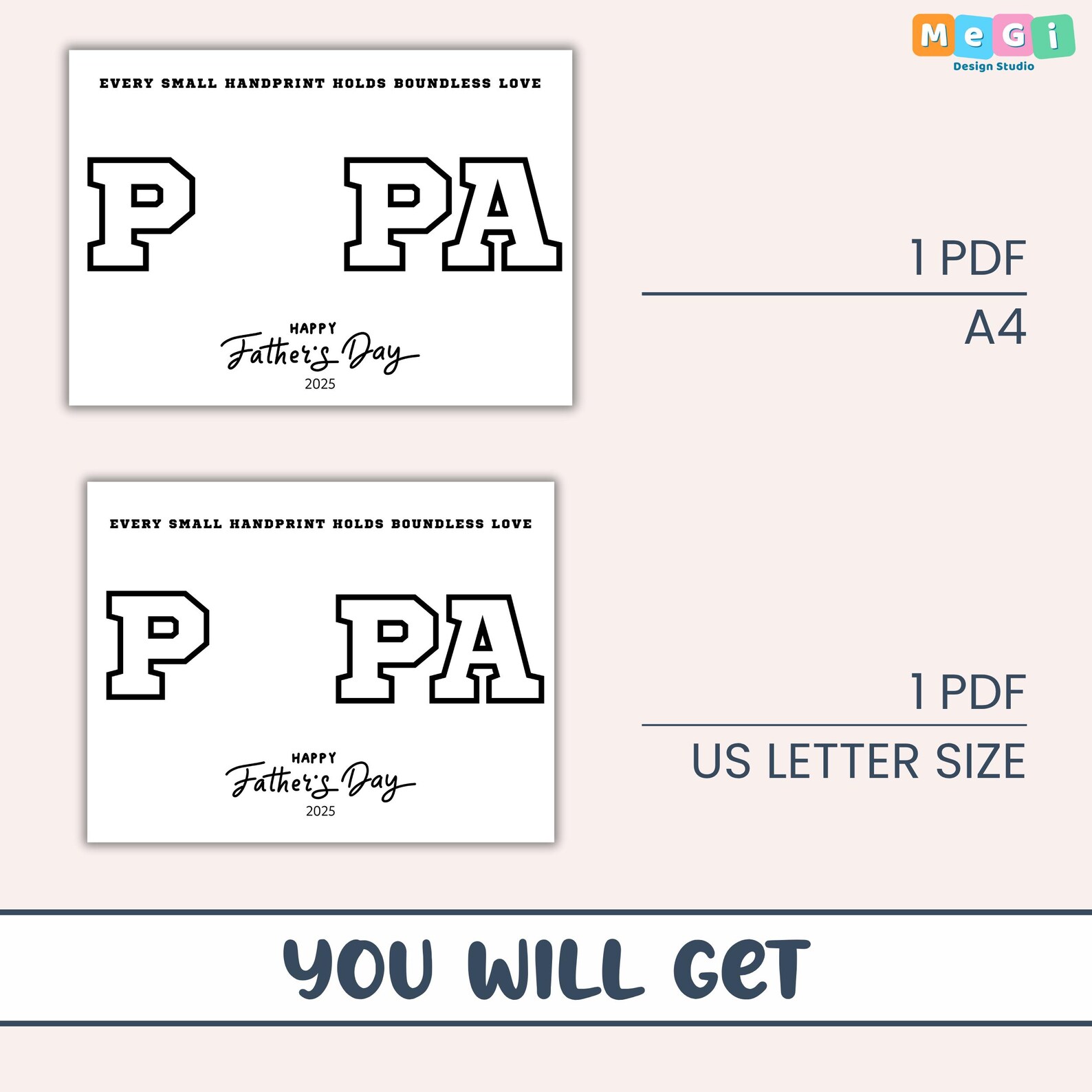 Fathers Day Papa Handprint Craft Printable, DIY Gift From Kids ...