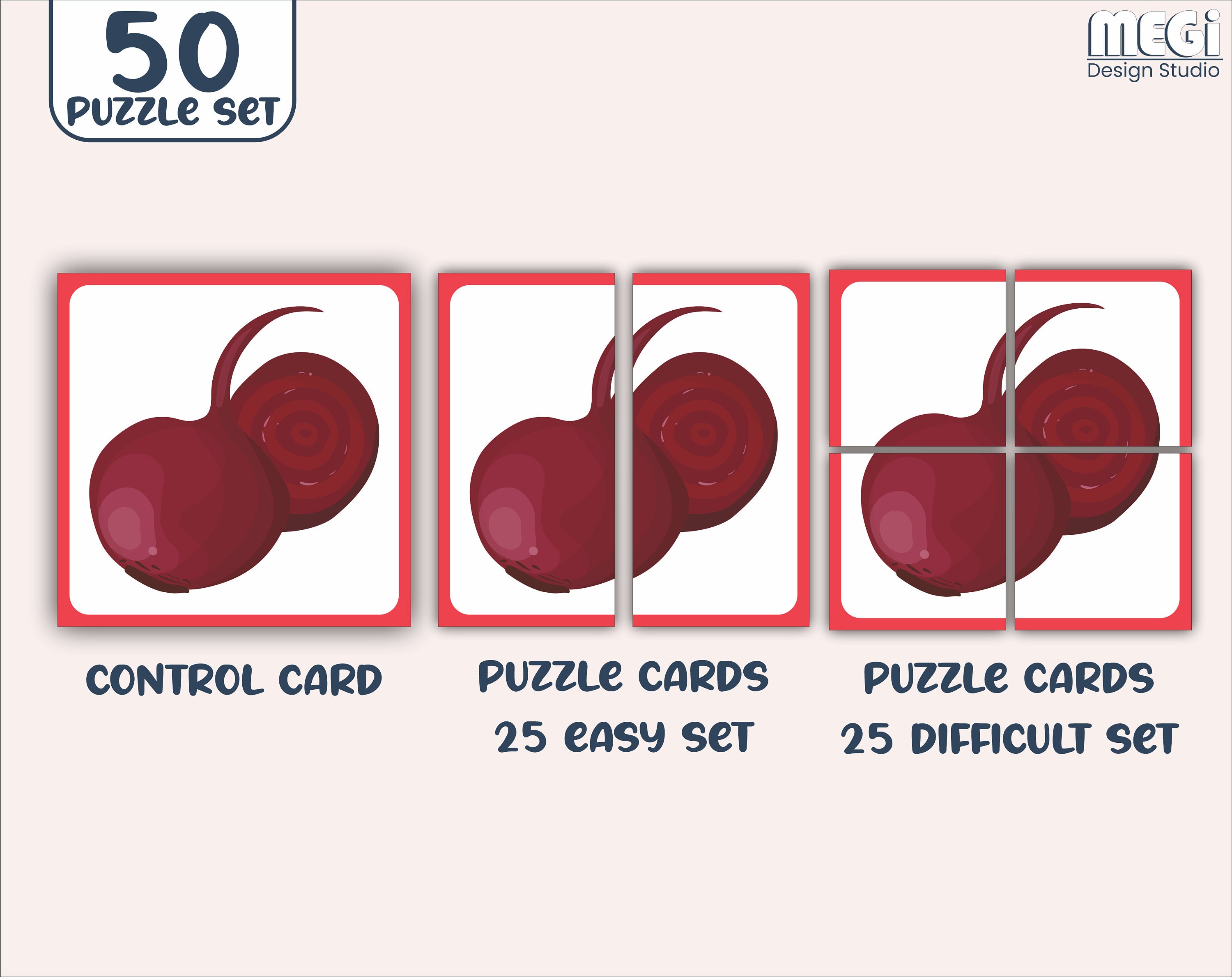 Vegetables Symmetry Puzzle Vegetables Match Game Preschool - Etsy