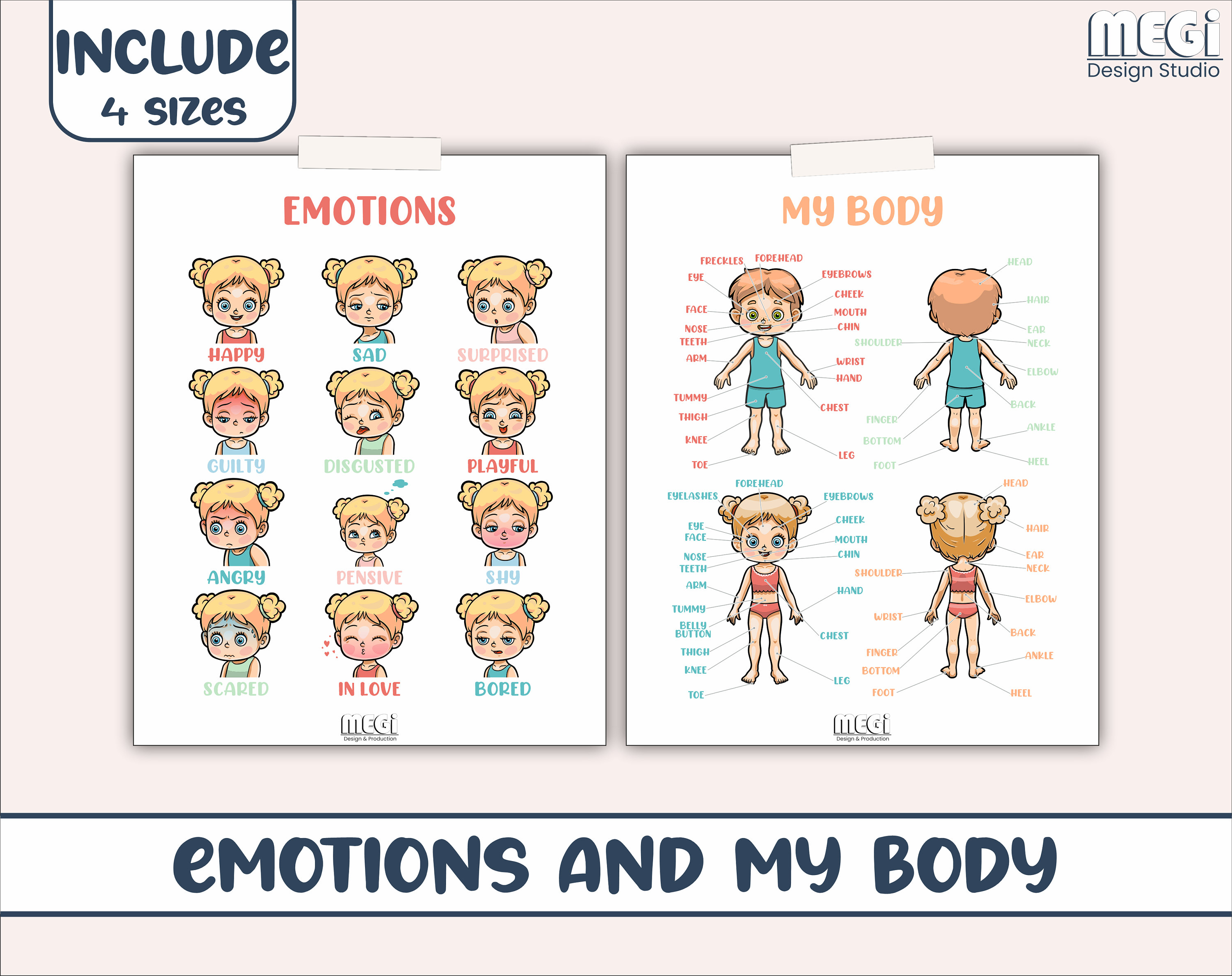 Educational Posters Emotions and My Body Pastel Color - Etsy