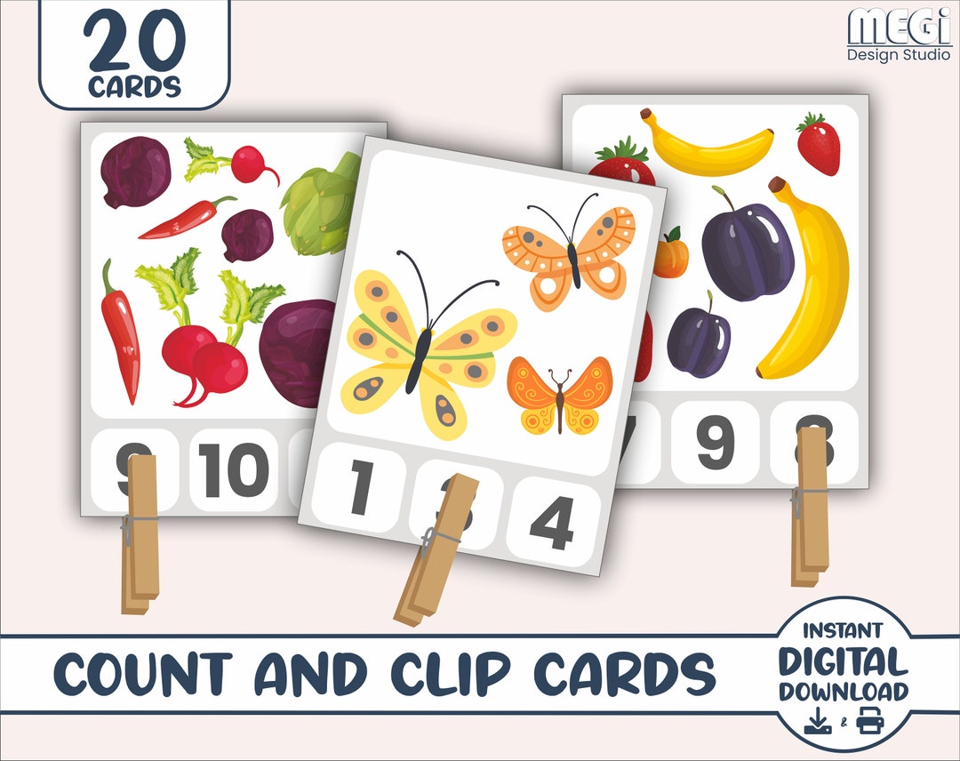Tarjetas para contar y recortar 1 a 20 tarjetas para contar - Etsy México