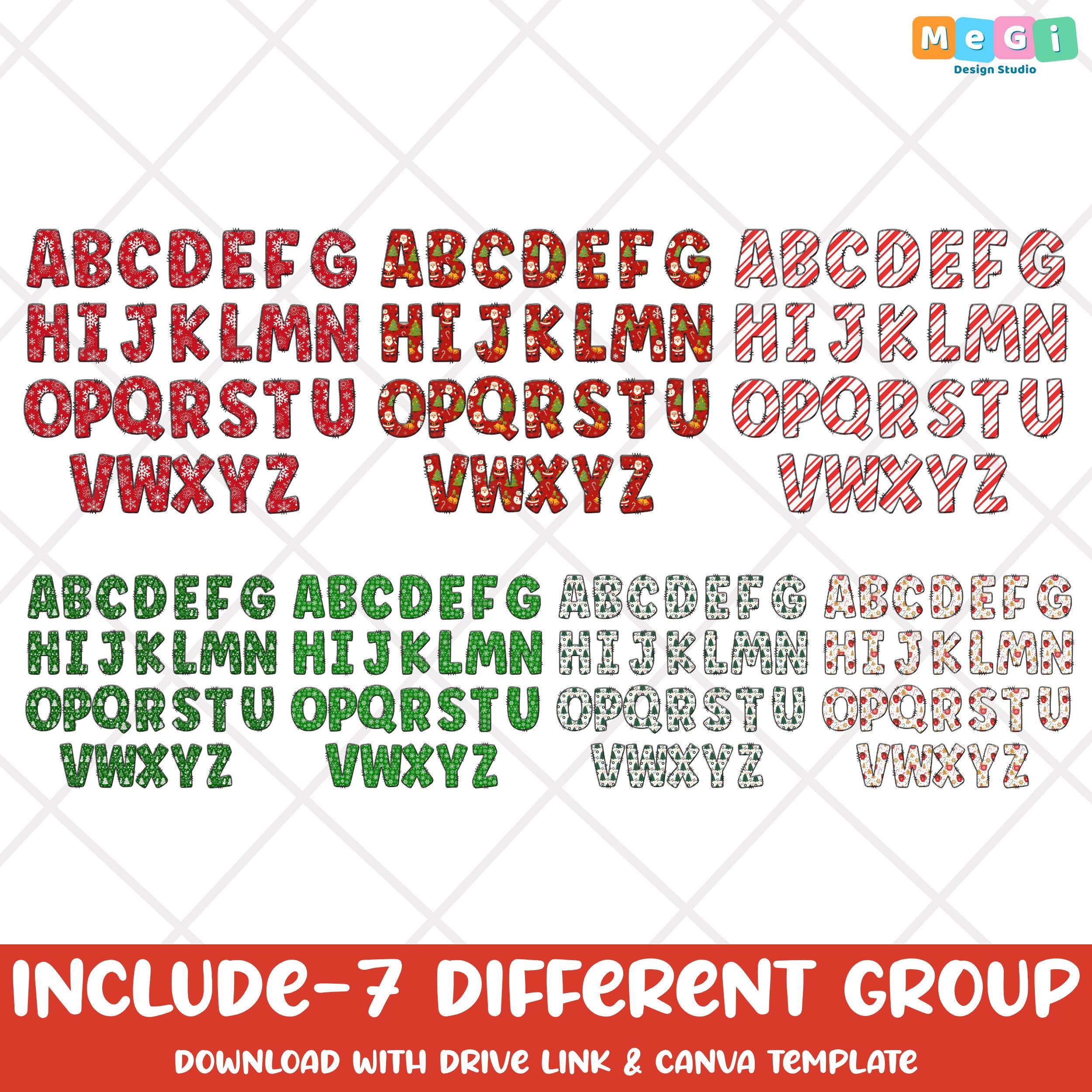 Christmas Alphabet PNG, Big Bundle Christmas Letters, Merry Christmas ...