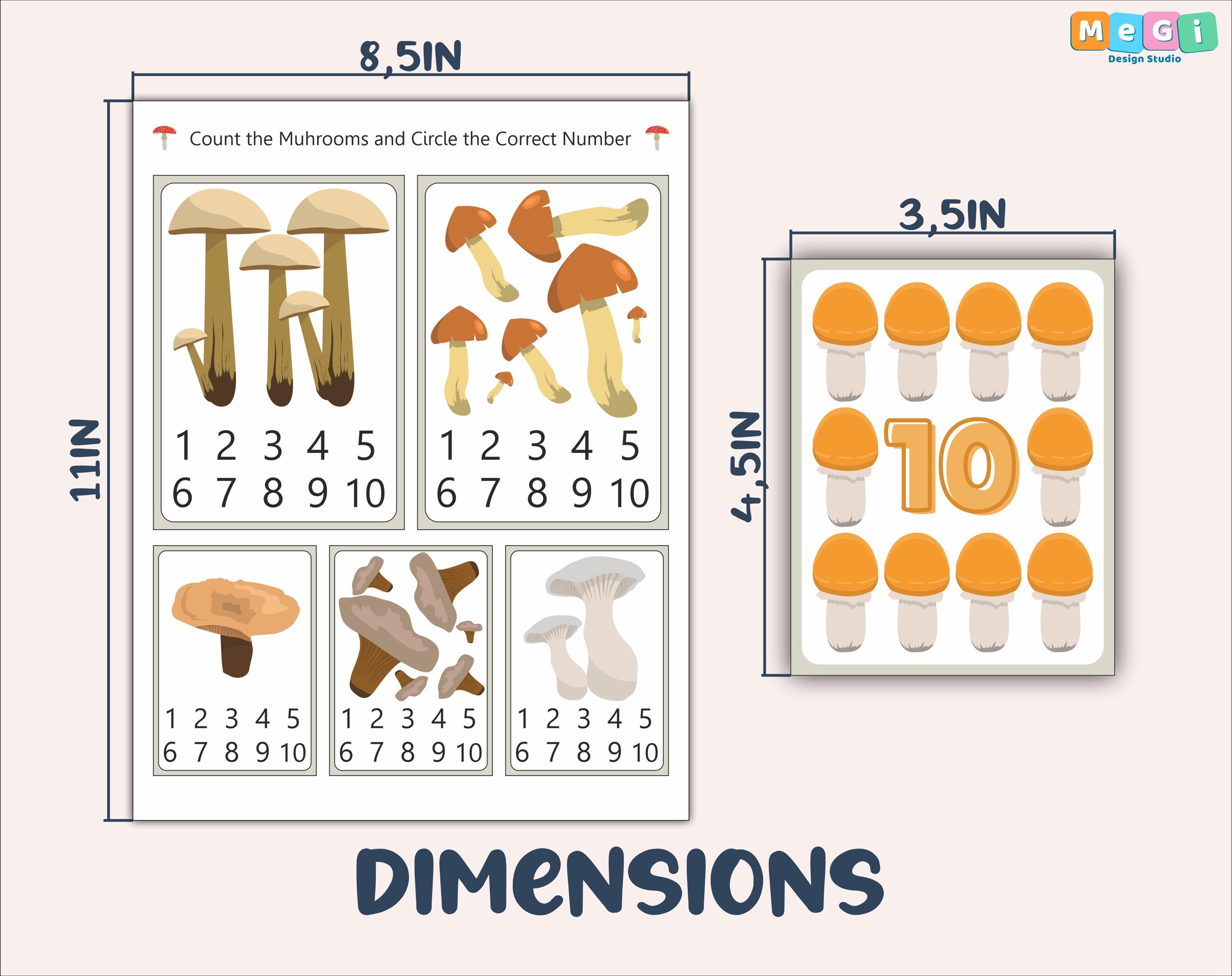 Educational Mushroom Numbers Flashcards and Worksheets - Learn and ...