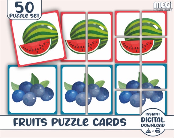 Fruits Symmetry Puzzle Fruits Toddler Match Game Preschool - Etsy
