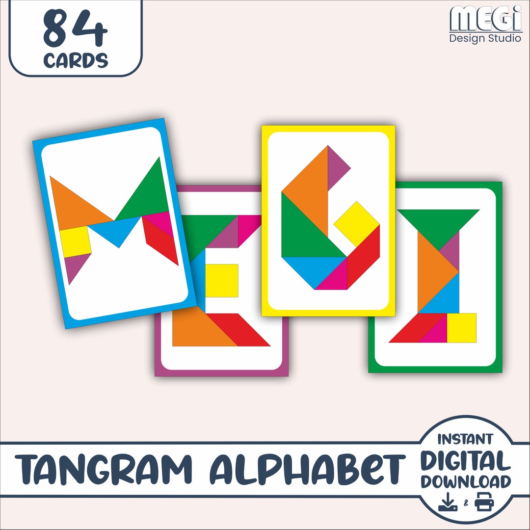 Tangram Alphabet Puzzle Cards - 84 Cards & Free Tangram Pattern ...