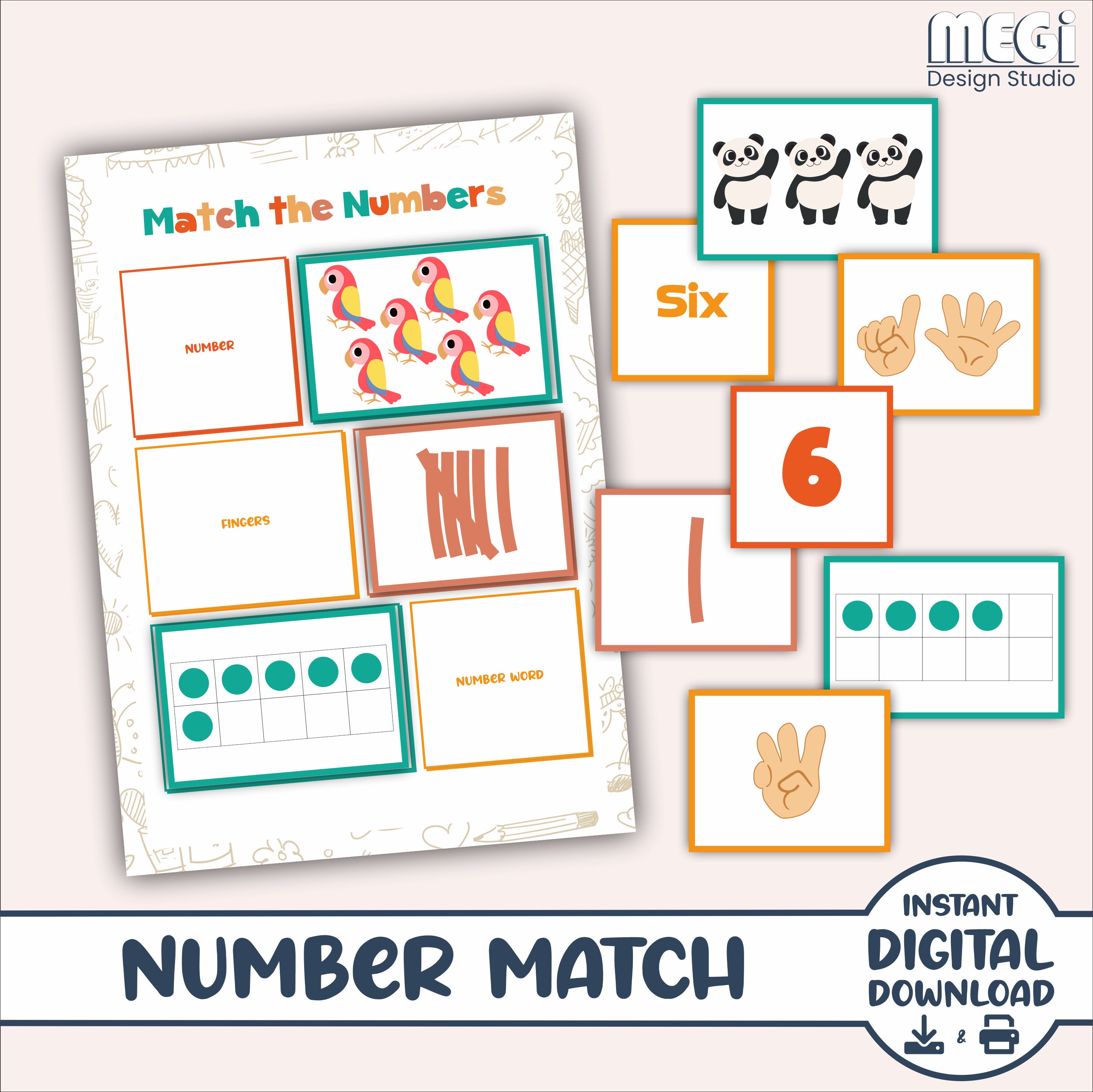 Number Match Preschool Activity Count and Match 1 to 10 Number Matching ...