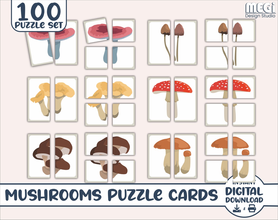 Mushrooms Symmetry Puzzle Mushrooms Toddler Match Game - Etsy