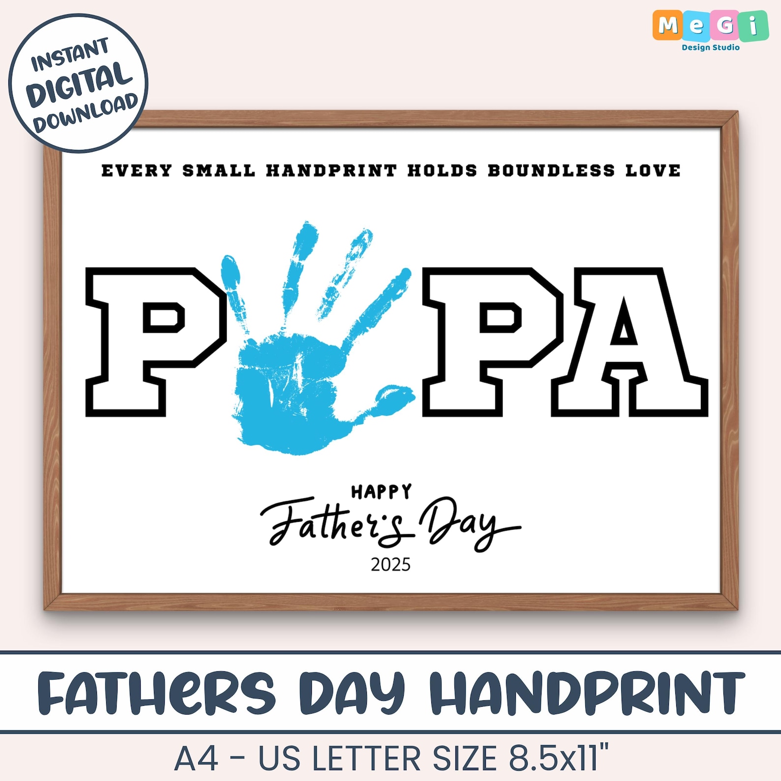 Fathers Day Papa Handprint Craft Printable, DIY Gift From Kids ...