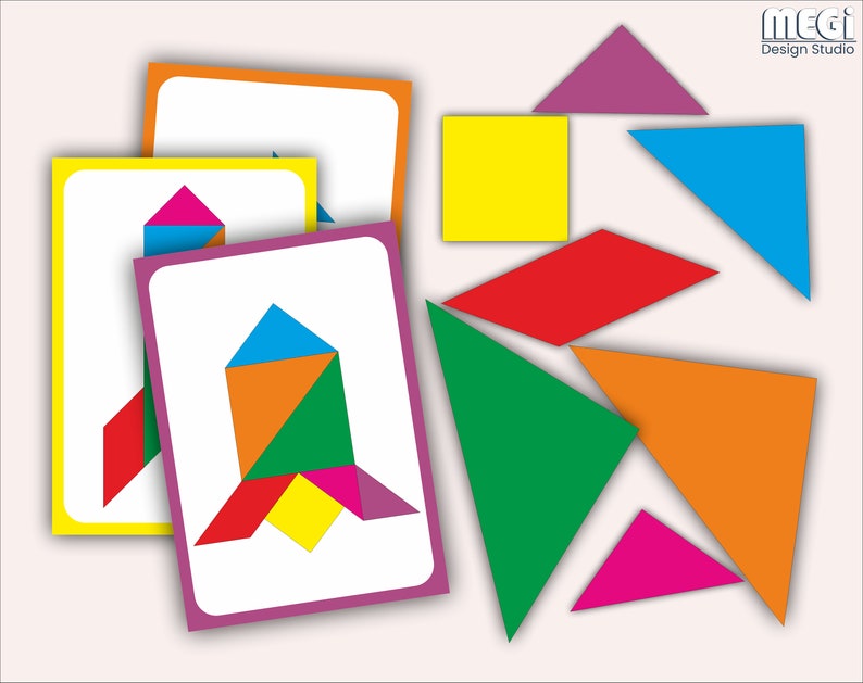 Tangram Set of Transports Puzzle Cards - 170+ Cards & Free Tangram ...