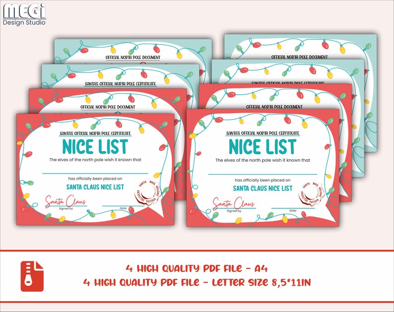 Printable Nice Kids Certificate, Santa’s Official Nice List Certificate ...