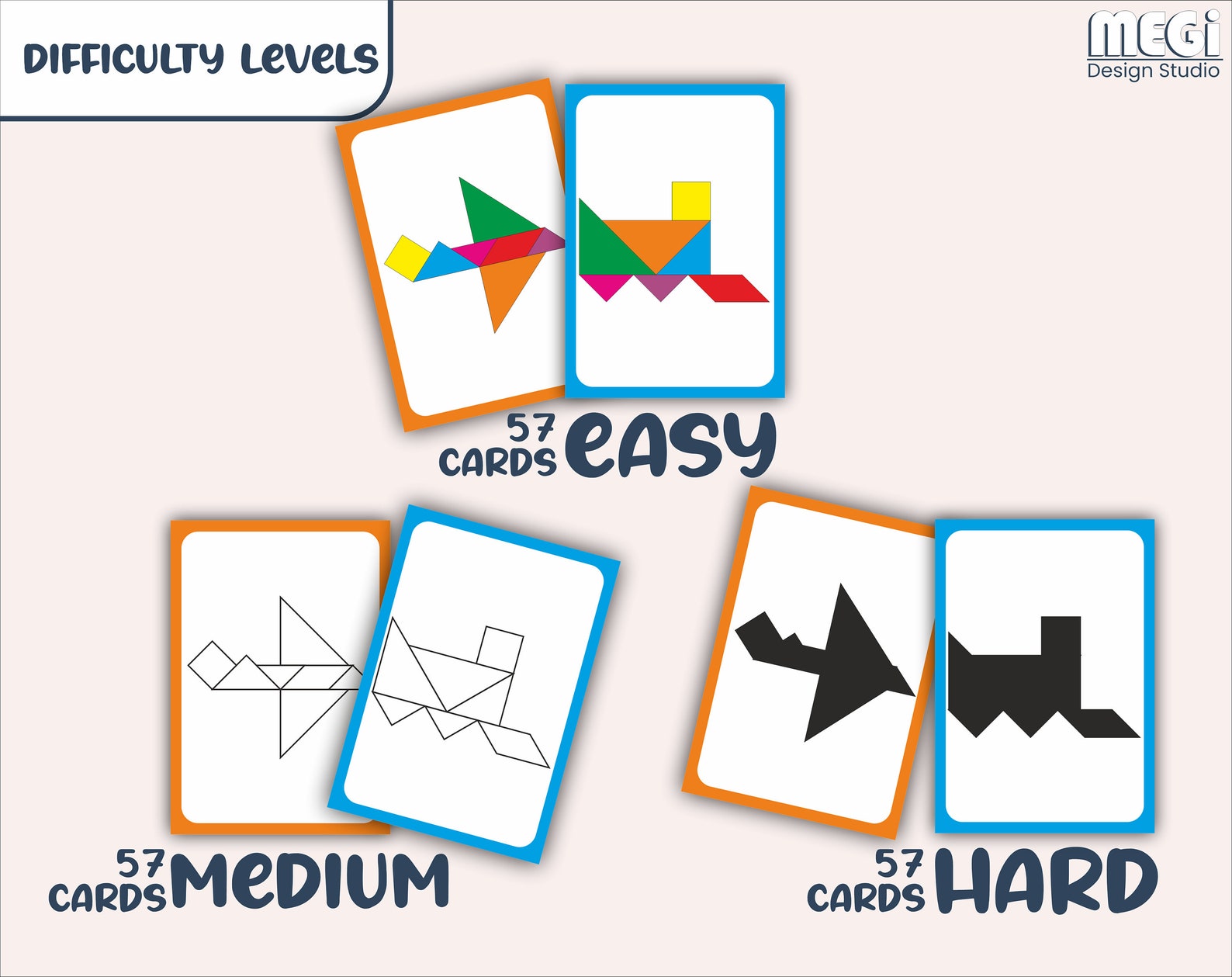 Tangram Set of Transports Puzzle Cards - 170+ Cards & Free Tangram ...
