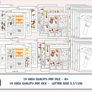 Educational Mushroom Numbers Flashcards and Worksheets Learn - Etsy