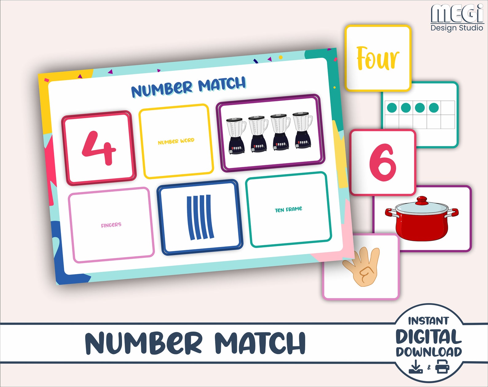 Number Match Preschool Activity Count and Match 1 to 10 Number Matching ...