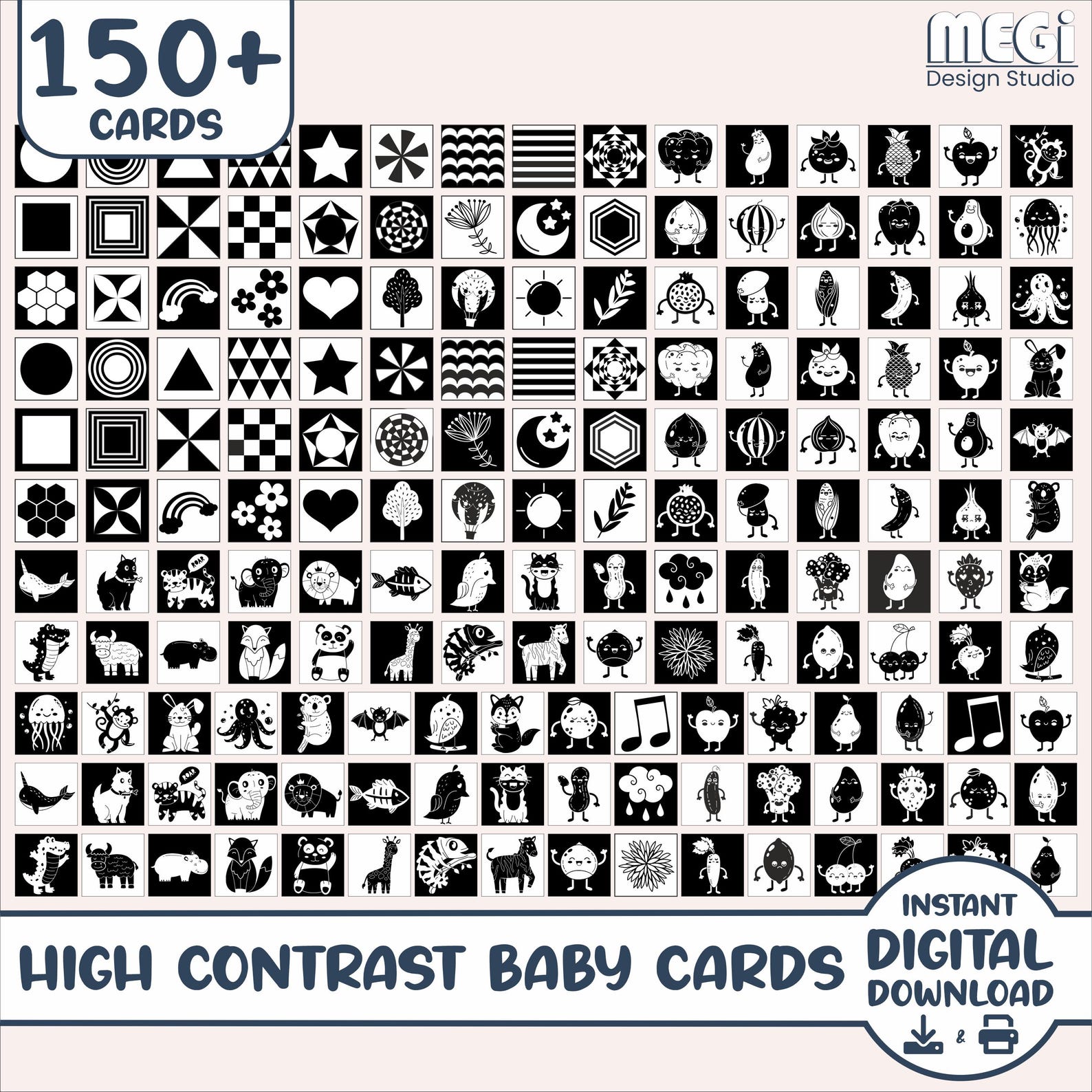 150+ Black and White Baby Sensory Cards - Best High Contrast Sensory ...