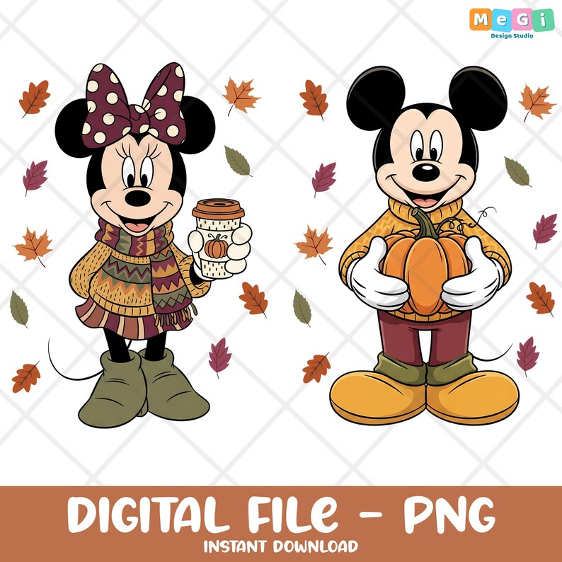 Mickey Mouse Minnie Mouse Fall Png, Cozy Season Disney Couple Digital ...