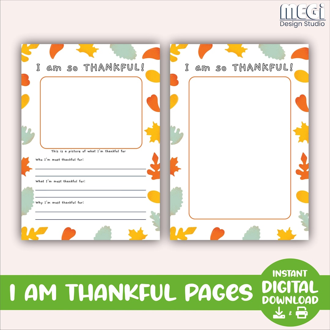 I Am Thankful for Pages - Thanksgiving Pages - I Am Thankful Activity ...