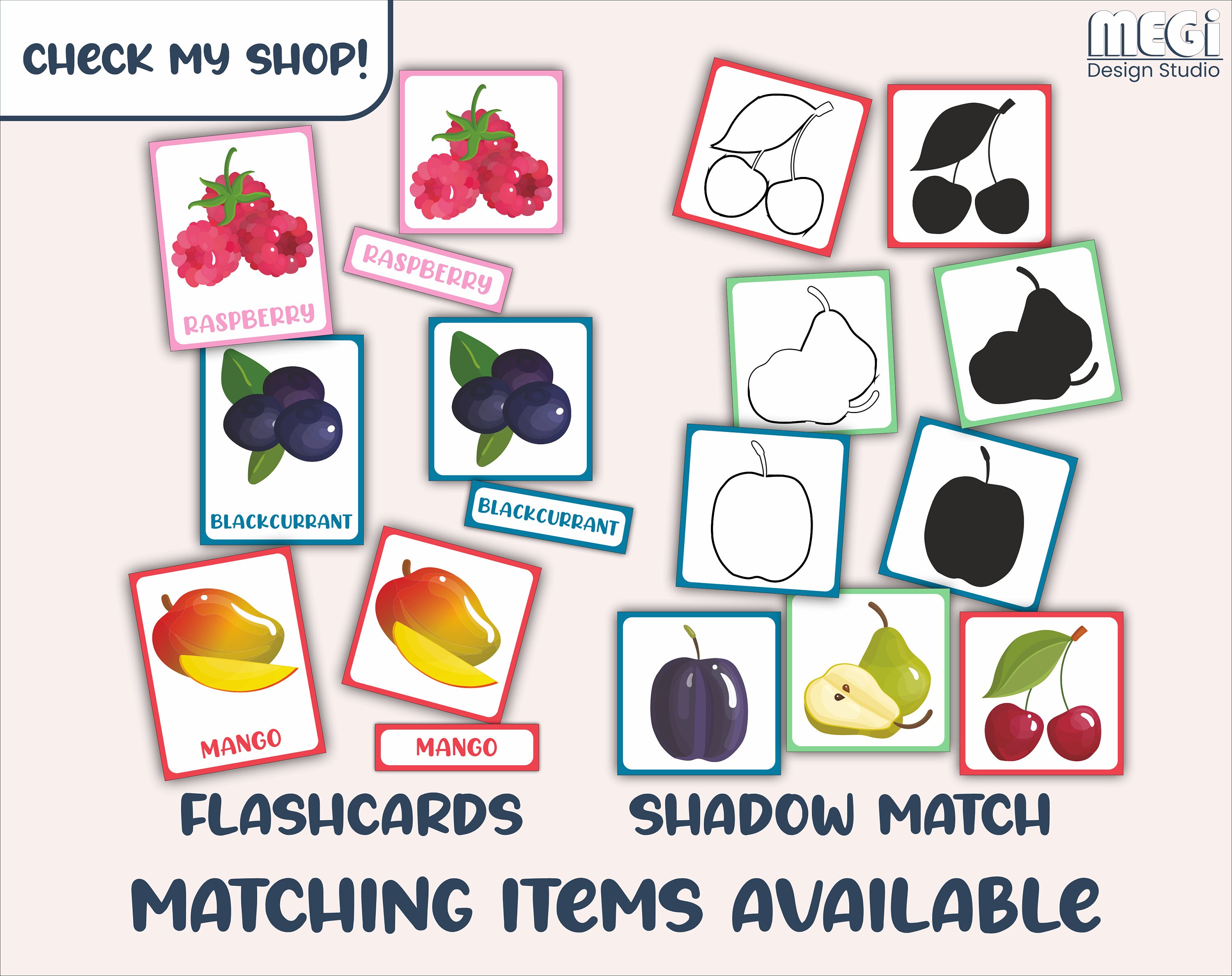 Fruits Symmetry Puzzle Fruits Toddler Match Game Preschool - Etsy